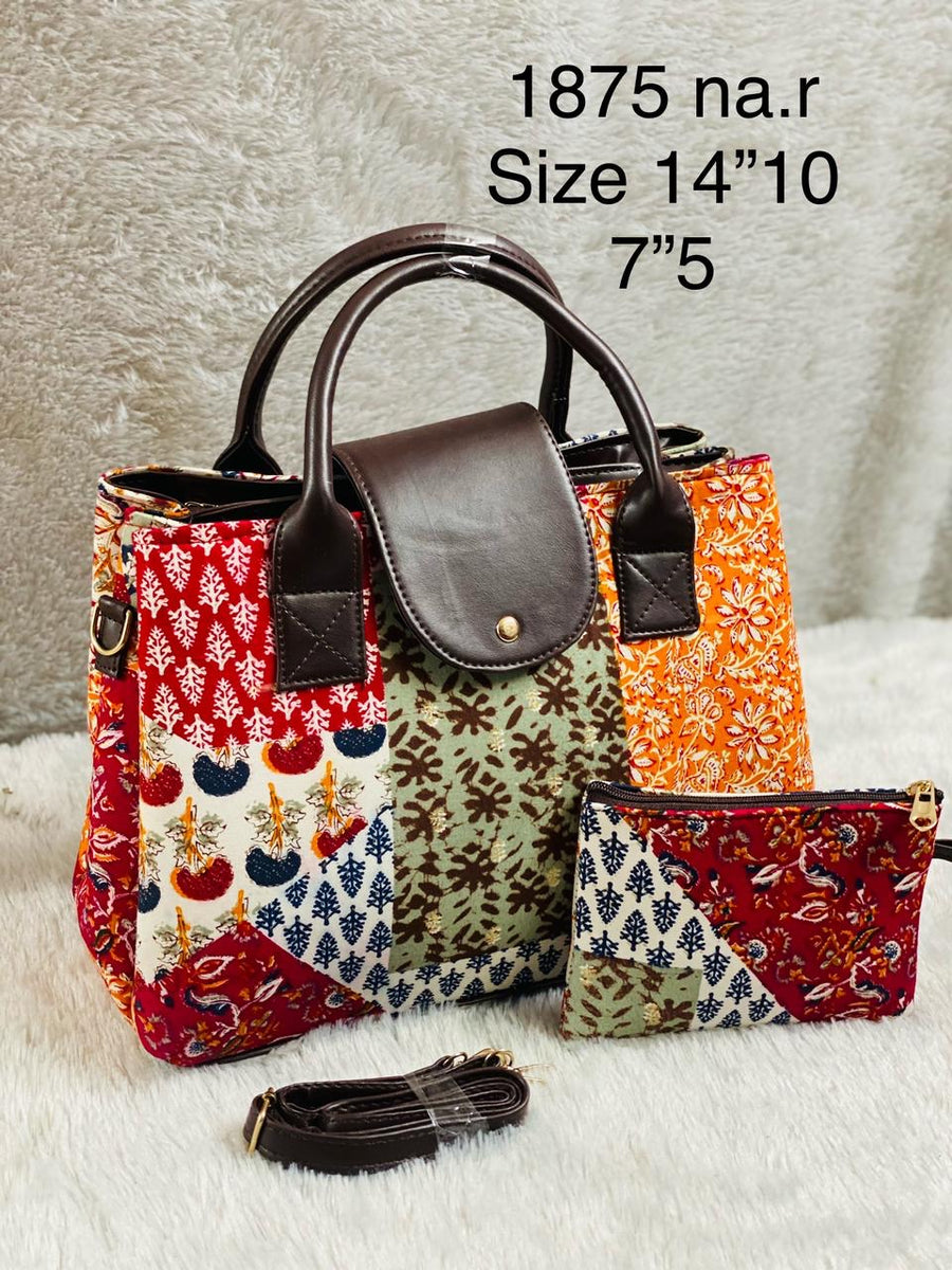 Fancy Handbag Hand Block Print – Krishna Saree