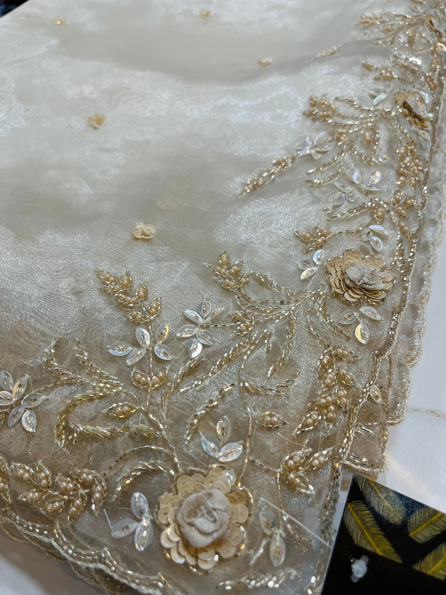 Luxury Tissue Silk Saree With Handwork – Krishna Saree