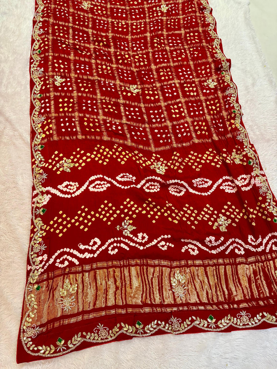 Traditional Modal Silk Gharchola Bandhani Saree With Handwork X Gottap ...